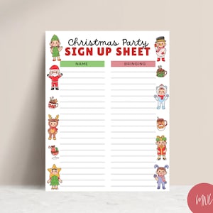 Christmas Sign up Sheet for Christmas Party for Kids Christmas Dinner ...