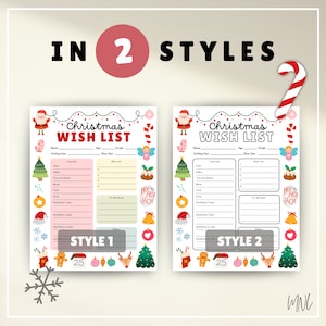 Christmas Wish List Christmas Printable Christmas Letter to Santa Wish ...