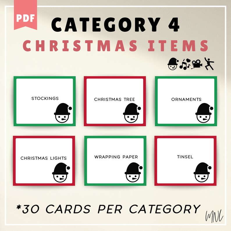 Christmas Charades for Christmas Party Game Printable Christmas Game ...