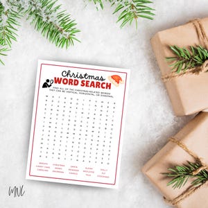 Christmas Word Search Game for Christmas Party Game Printable Christmas ...