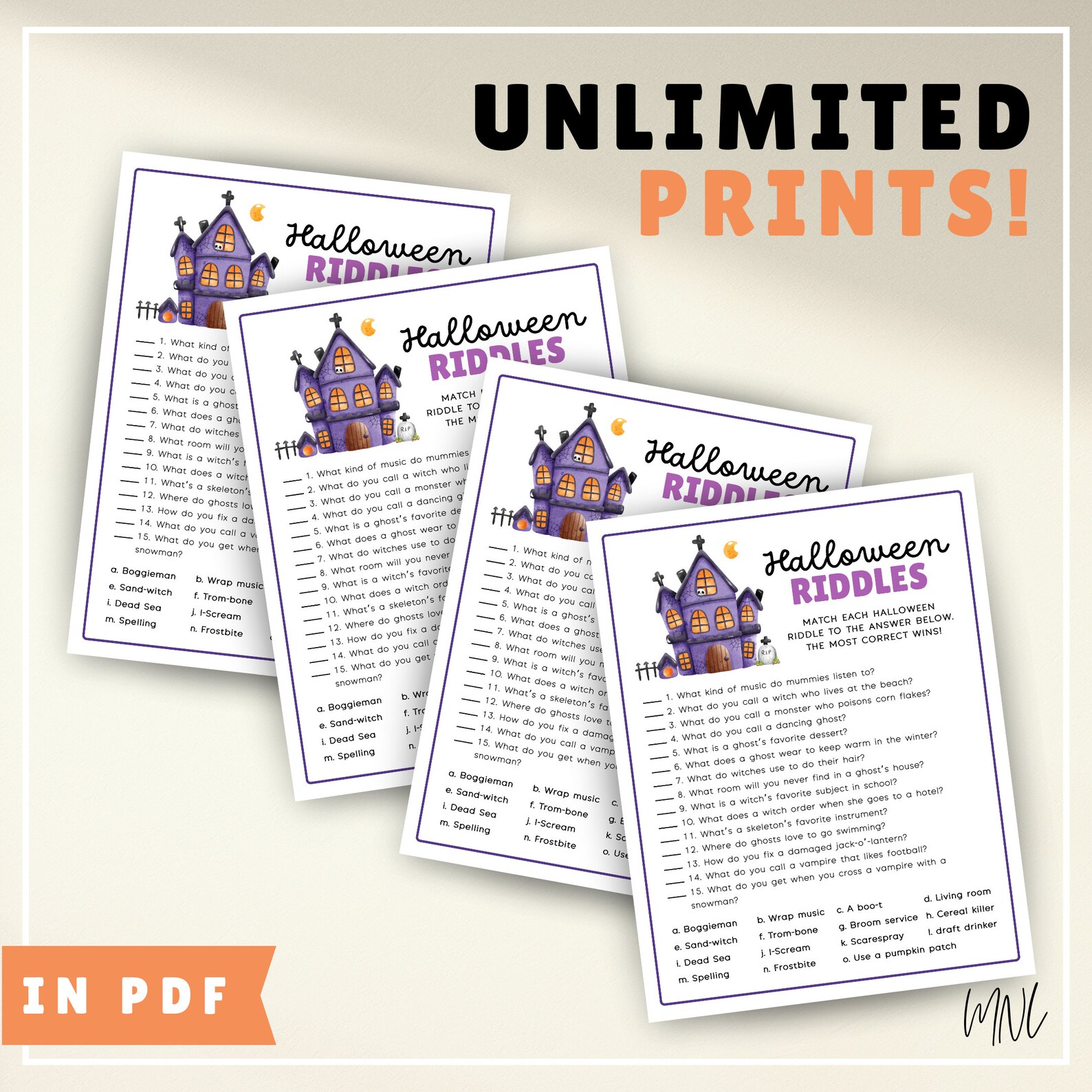 Halloween Riddles for Halloween Party Game Printable Halloween Games ...