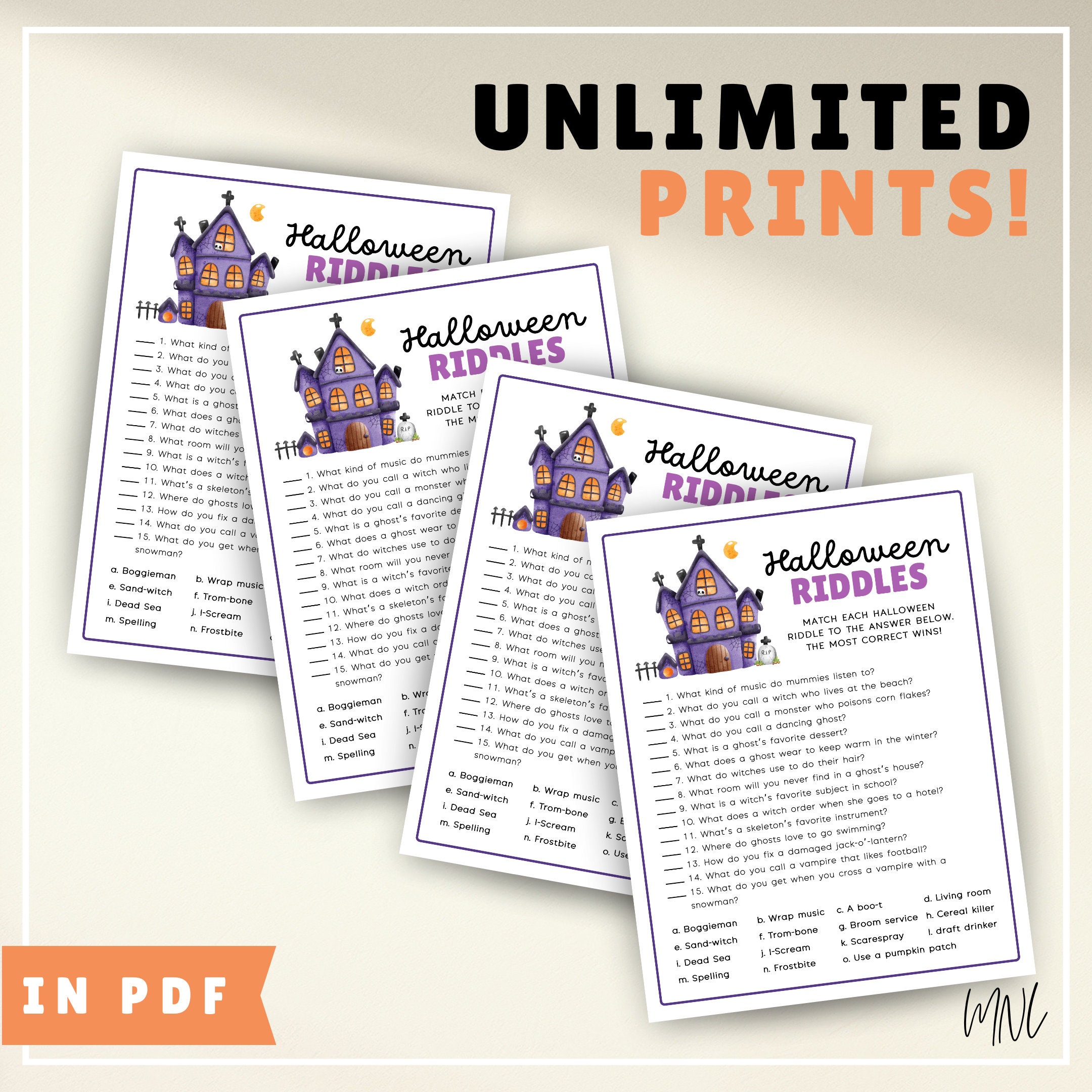 Halloween Riddles for Halloween Party Game Printable Halloween Games ...