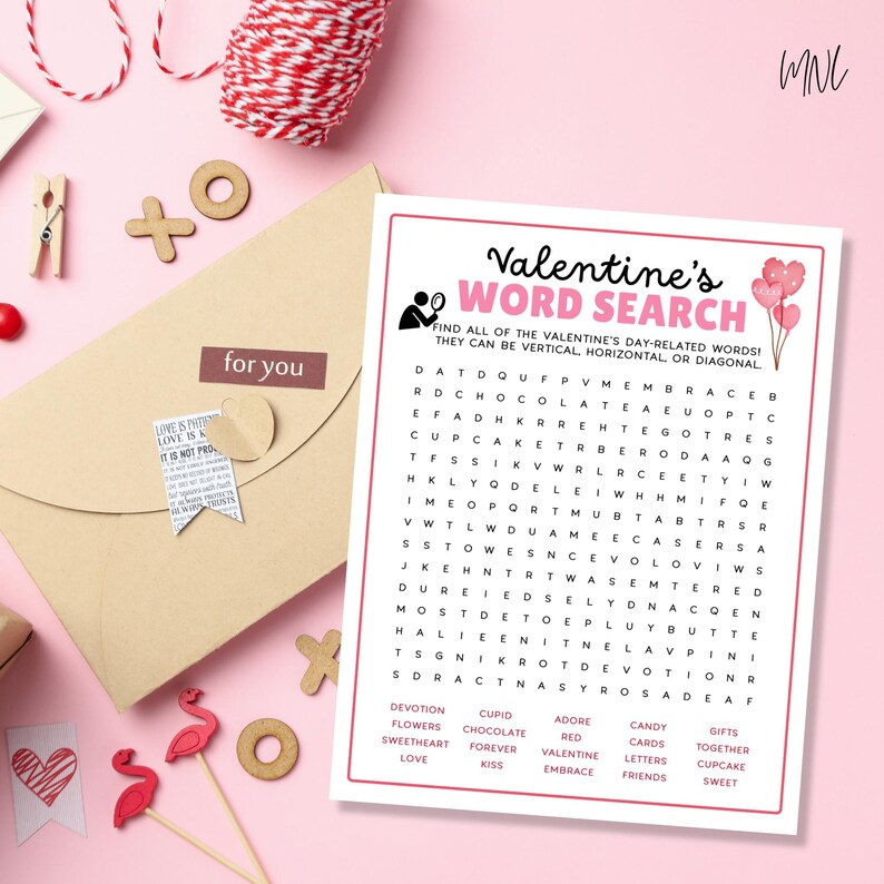 Valentines Day Word Search Game, Valentines Party Game Printable ...