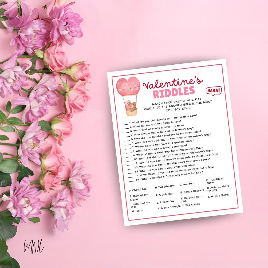 Valentines Riddles for Valentines Day Party Game Printable Valentines ...
