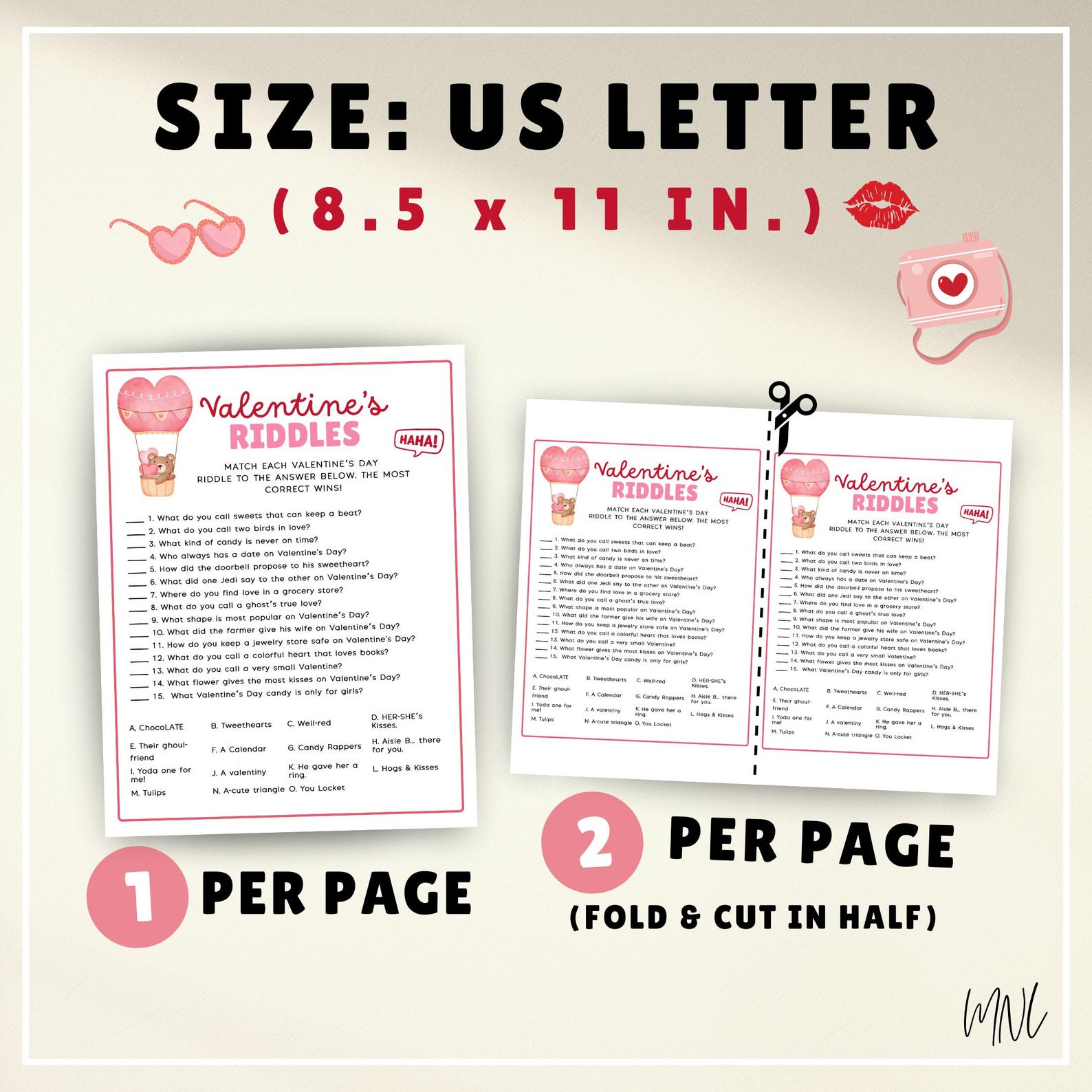 Valentines Riddles for Valentines Day Party Game Printable Valentines ...