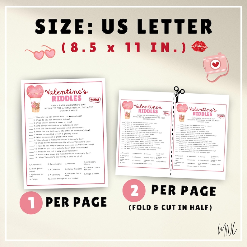 Valentines Riddles for Valentines Day Party Game Printable Valentines ...