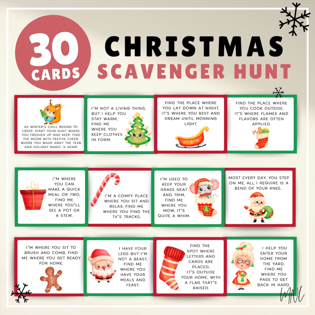 Christmas Scavenger Hunt for Christmas Party Game Printable Christmas ...
