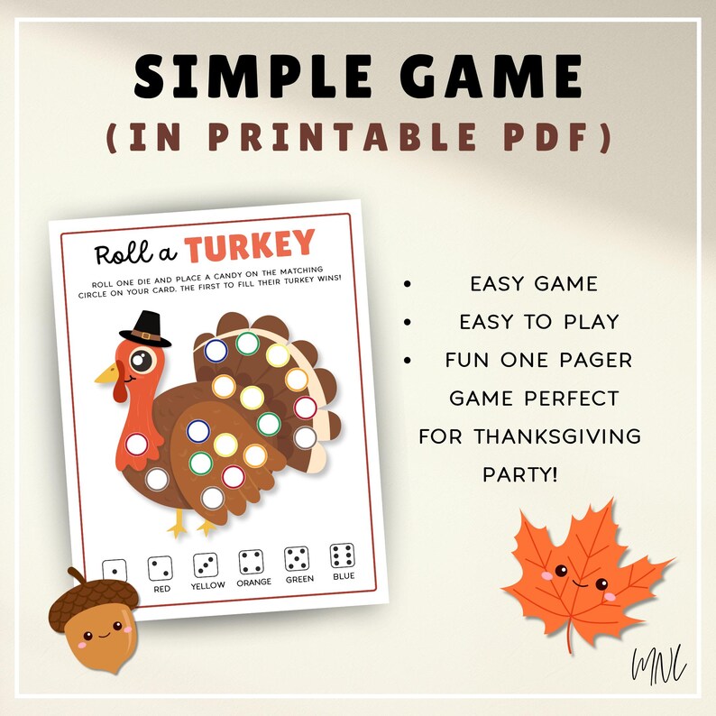 Roll A Turkey Game Thanksgiving Game, Turkey Dice Game Thanksgiving ...