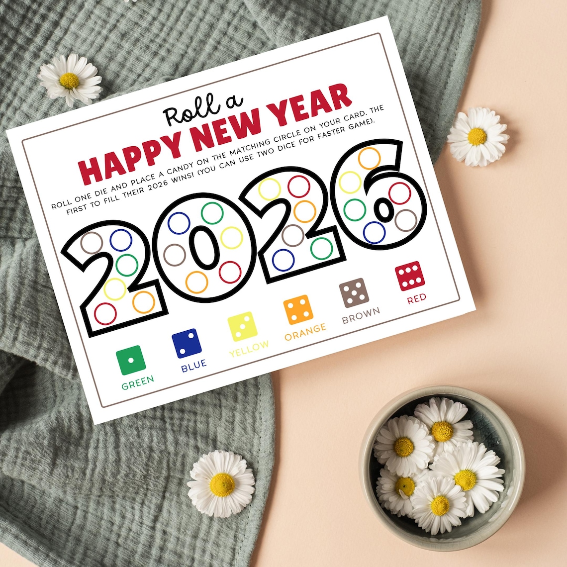 New Years Eve Game Candy Dice Game for Kids Printable Dice Game, NYE ...