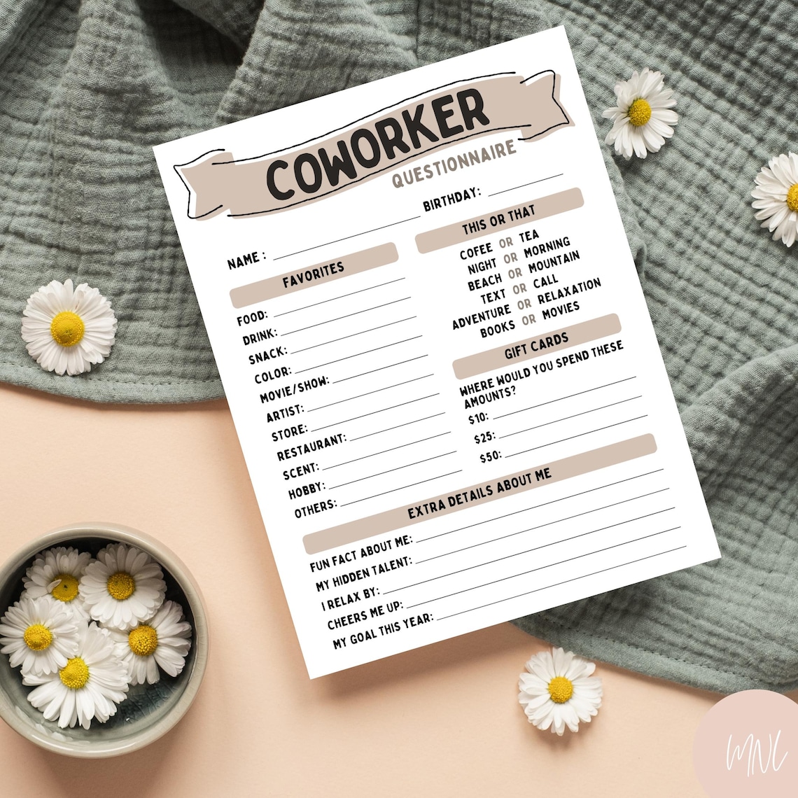 Favorites Survey for Coworker Questions, Staff Appreciation All About ...