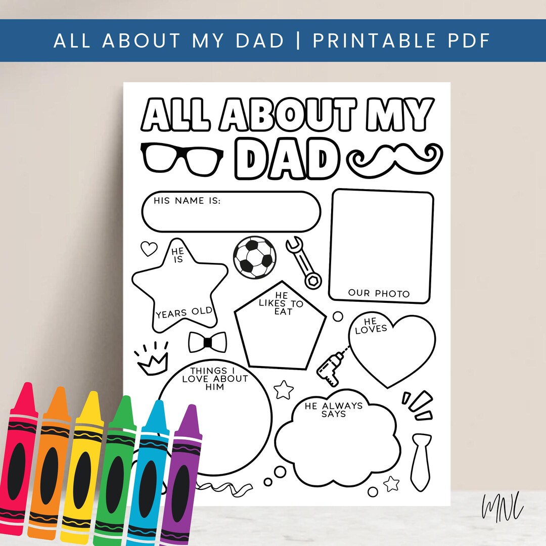 All About My Dad Questionnaire for Father’s Day Activity, All About Dad ...