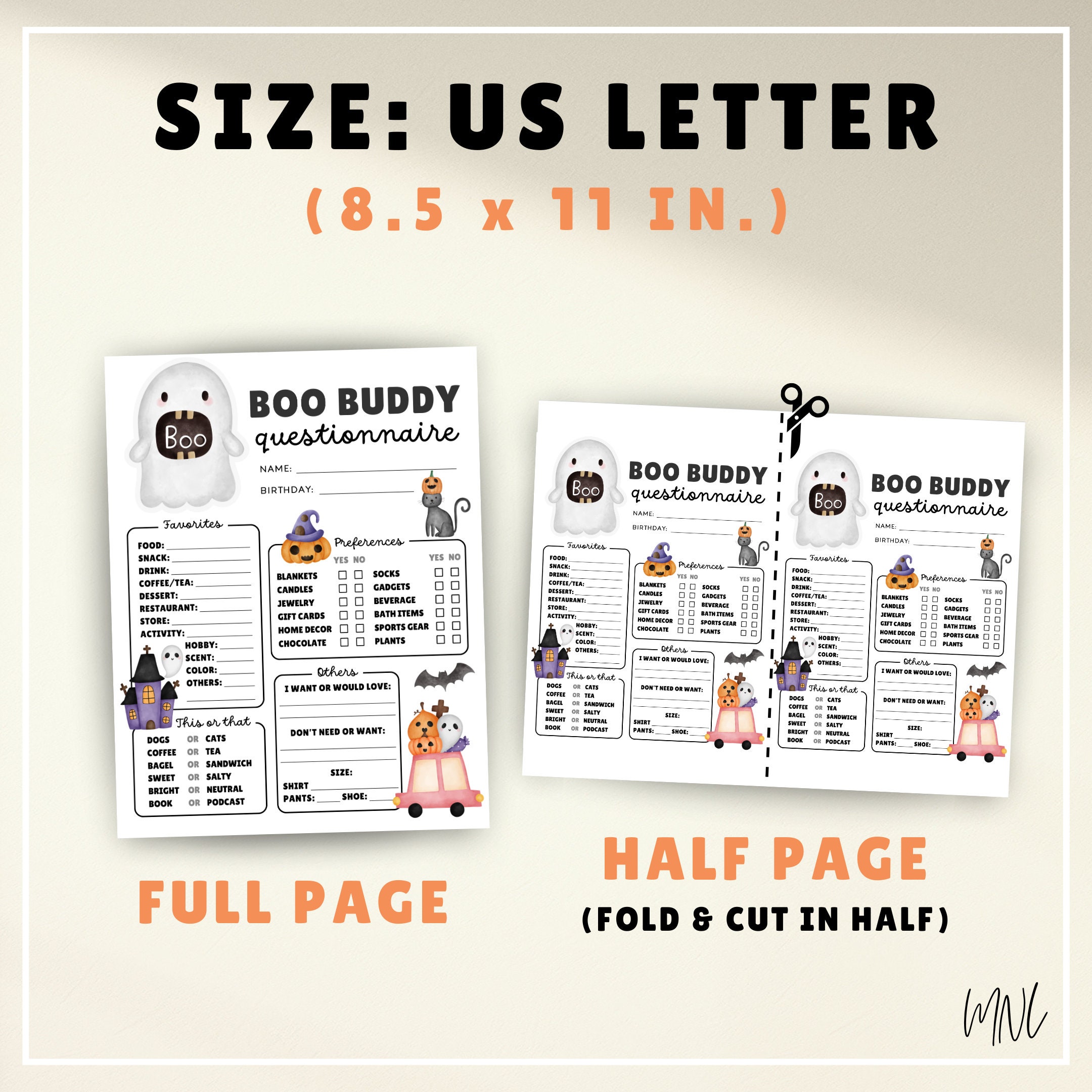 Boo Buddy Questionnaire for Halloween Coworker Questions Staff ...