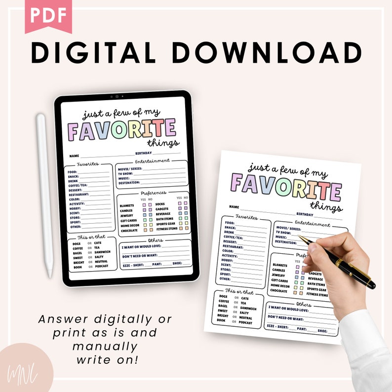 Favorites Survey for Coworker Questions Staff Appreciation All About Me ...