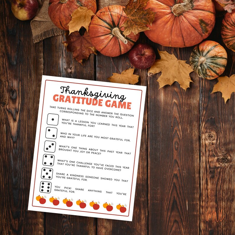 Gratitude Game Thanksgiving Game, Thanksgiving Party Gratitude Dice ...