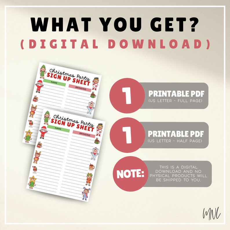 Christmas Sign up Sheet for Christmas Party for Kids Christmas Dinner ...