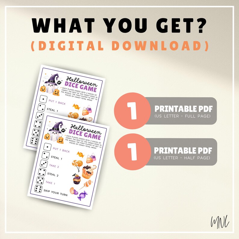 Halloween Candy Dice Game for Halloween Party Game Printable Halloween ...