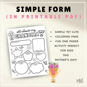 All About My Grandma Questionnaire for Mother’s Day Activity, Mothers ...