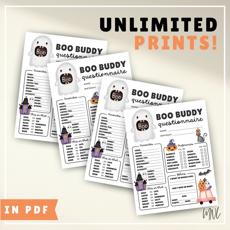 Boo Buddy Questionnaire for Halloween Coworker Questions Staff ...