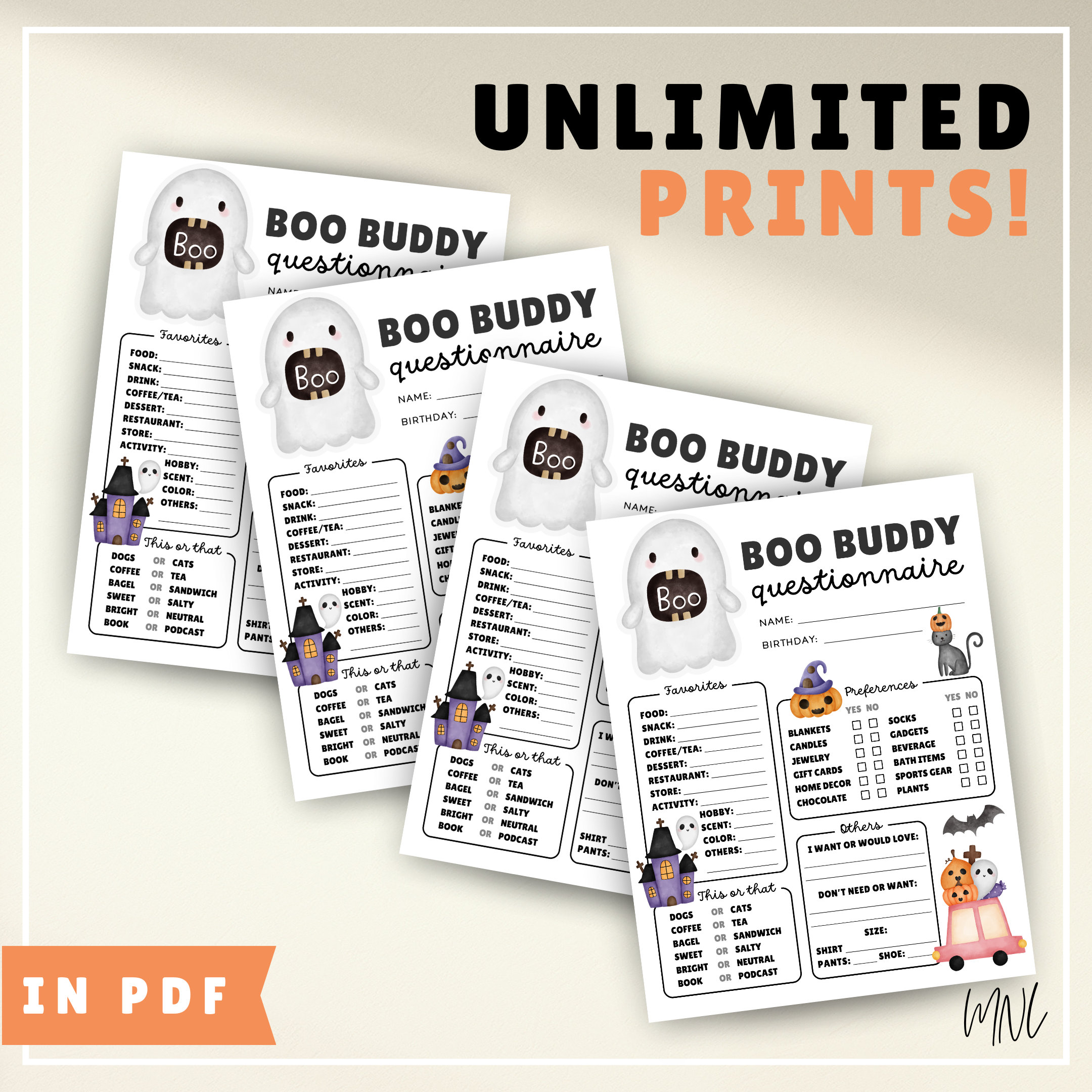 Boo Buddy Questionnaire for Halloween Coworker Questions Staff ...