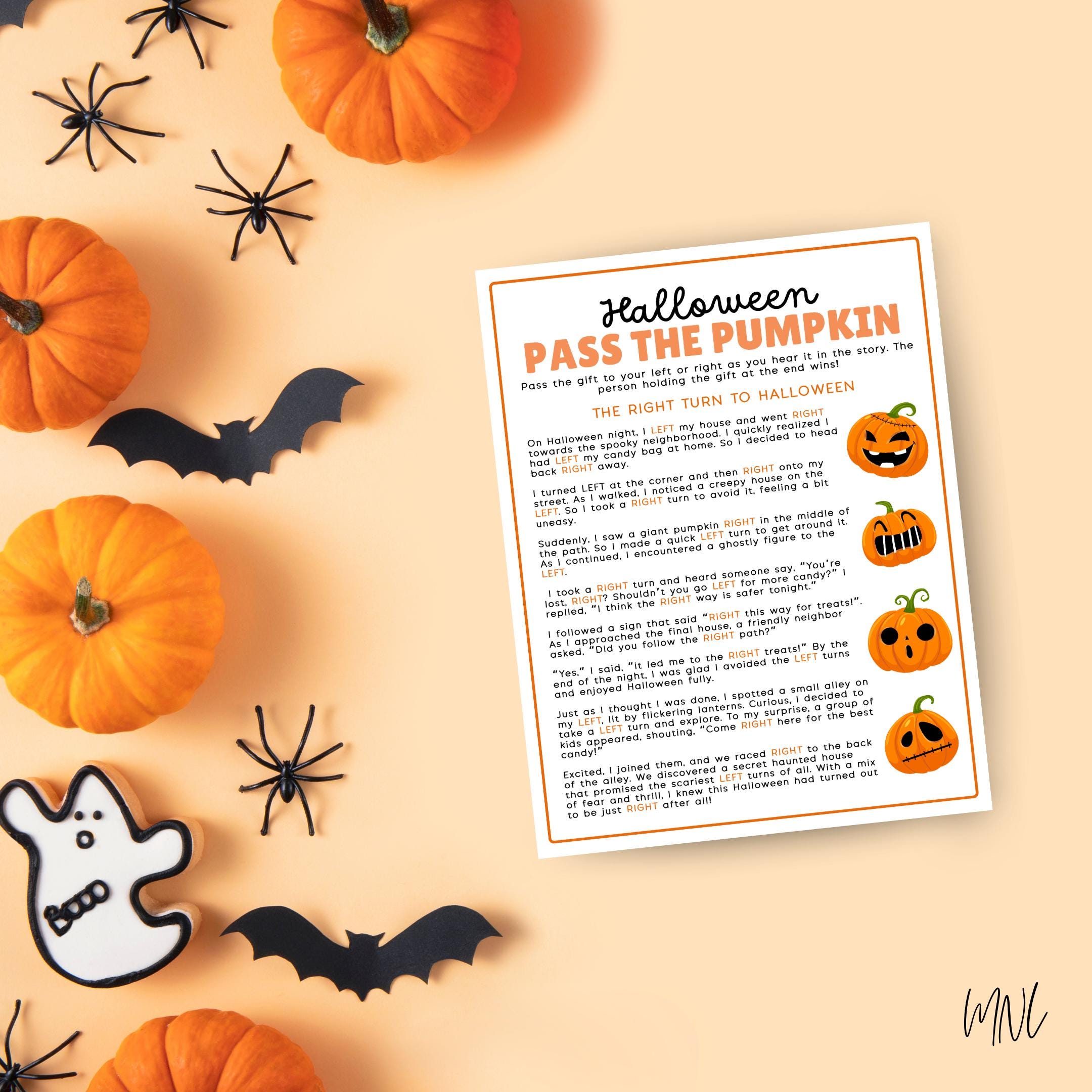 Pass the Pumpkin Halloween Party Game, Left Right Game for Halloween ...