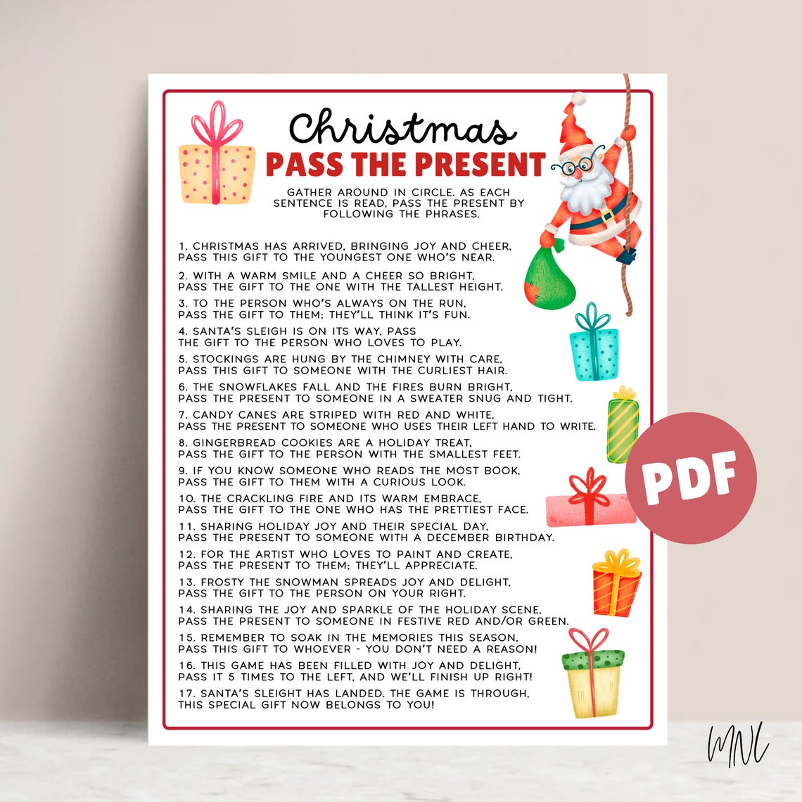 Christmas Pass the Present Game, Christmas Party Game, Christmas ...