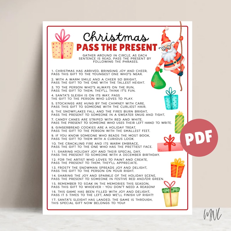 Christmas Pass the Present Game, Christmas Party Game, Christmas ...