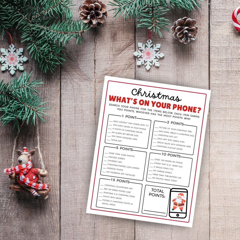 Christmas Whats on Your Phone Game, Christmas Phone Game for Christmas ...