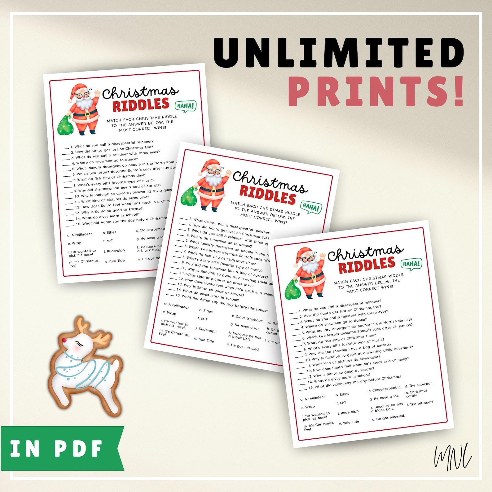 Christmas Riddles for Christmas Party Game Printable Christmas Games ...
