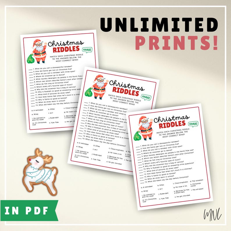 Christmas Riddles for Christmas Party Game Printable Christmas Games ...