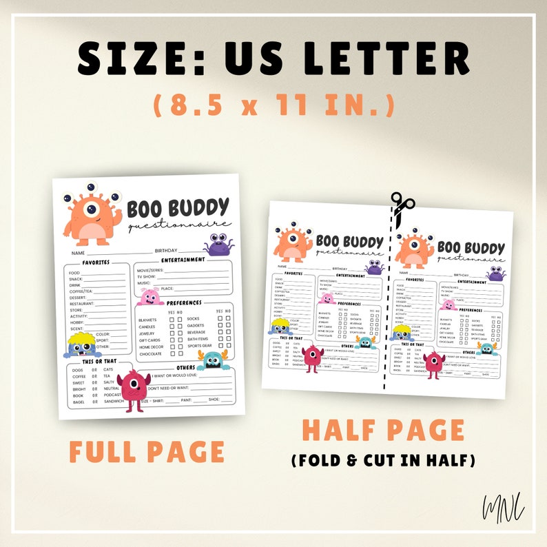 Boo Buddy Questionnaire for Halloween Coworker Questions Staff ...