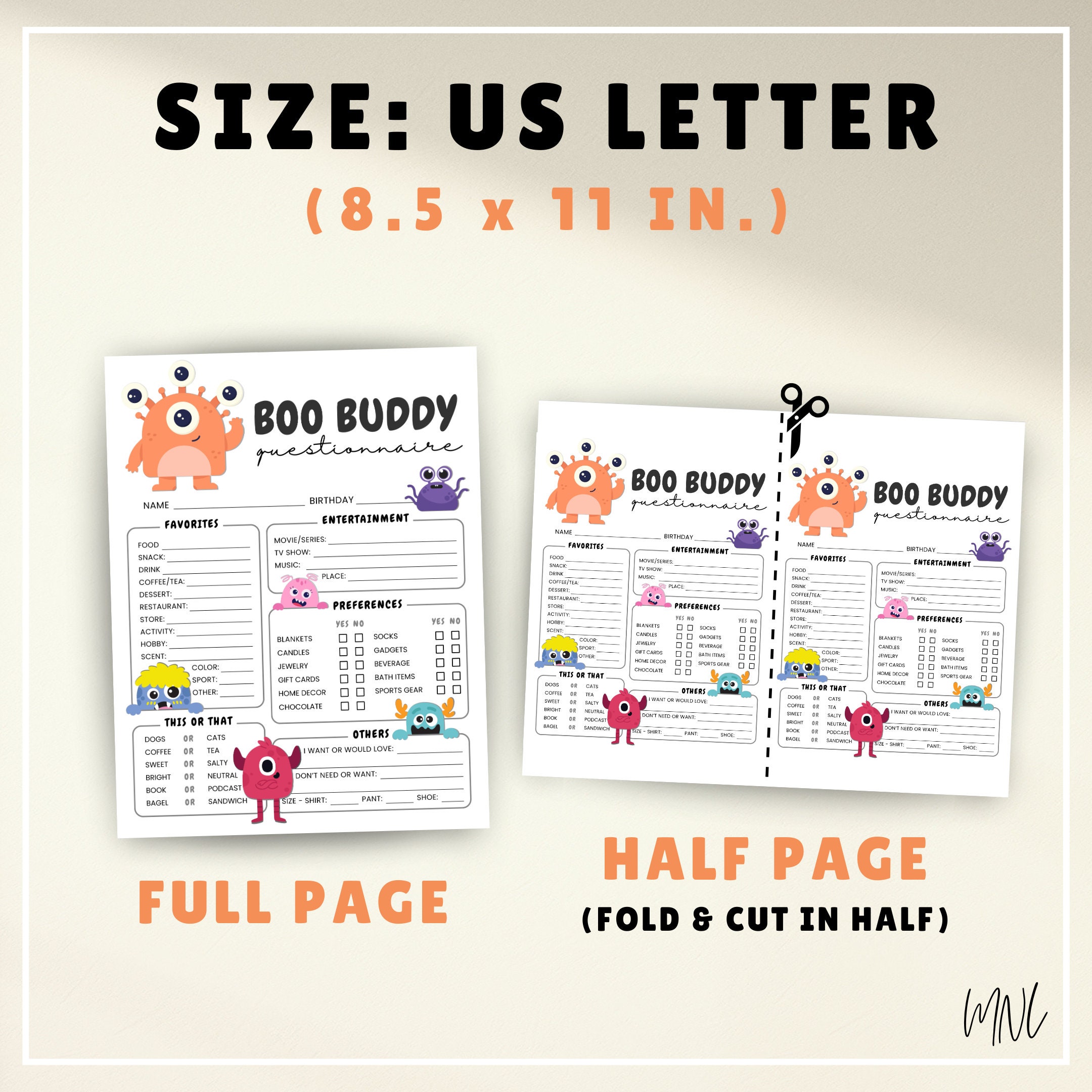 Boo Buddy Questionnaire for Halloween Coworker Questions Staff ...