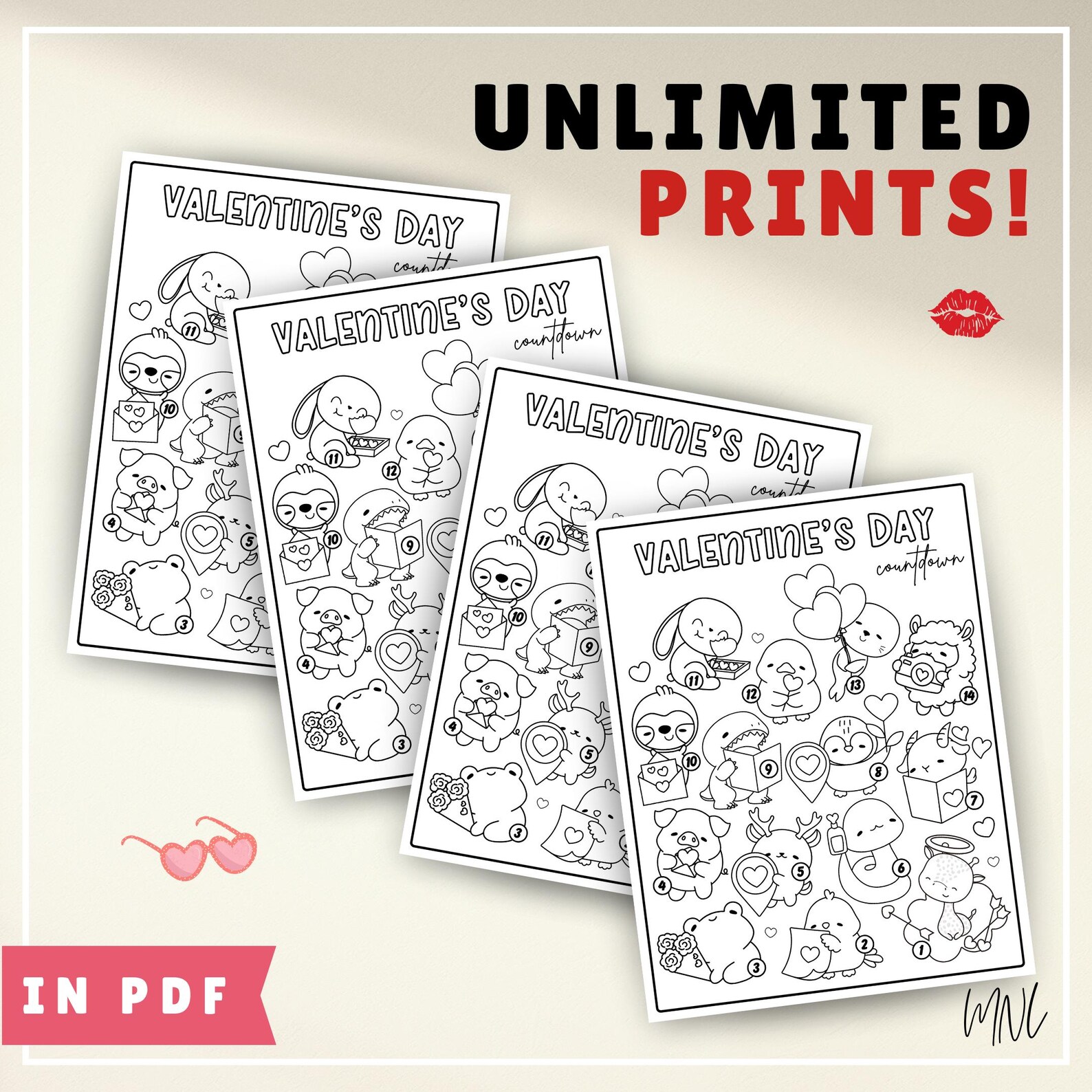 Valentine's Day Countdown Calendar Printable Advent Calendar Countdown ...