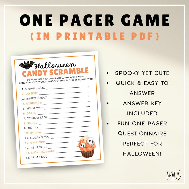 Halloween Word Scramble for Halloween Party Game Printable Halloween ...