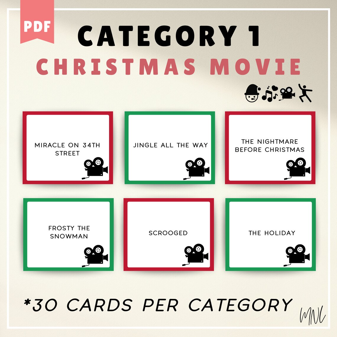 Christmas Charades for Christmas Party Game Printable Christmas Game ...