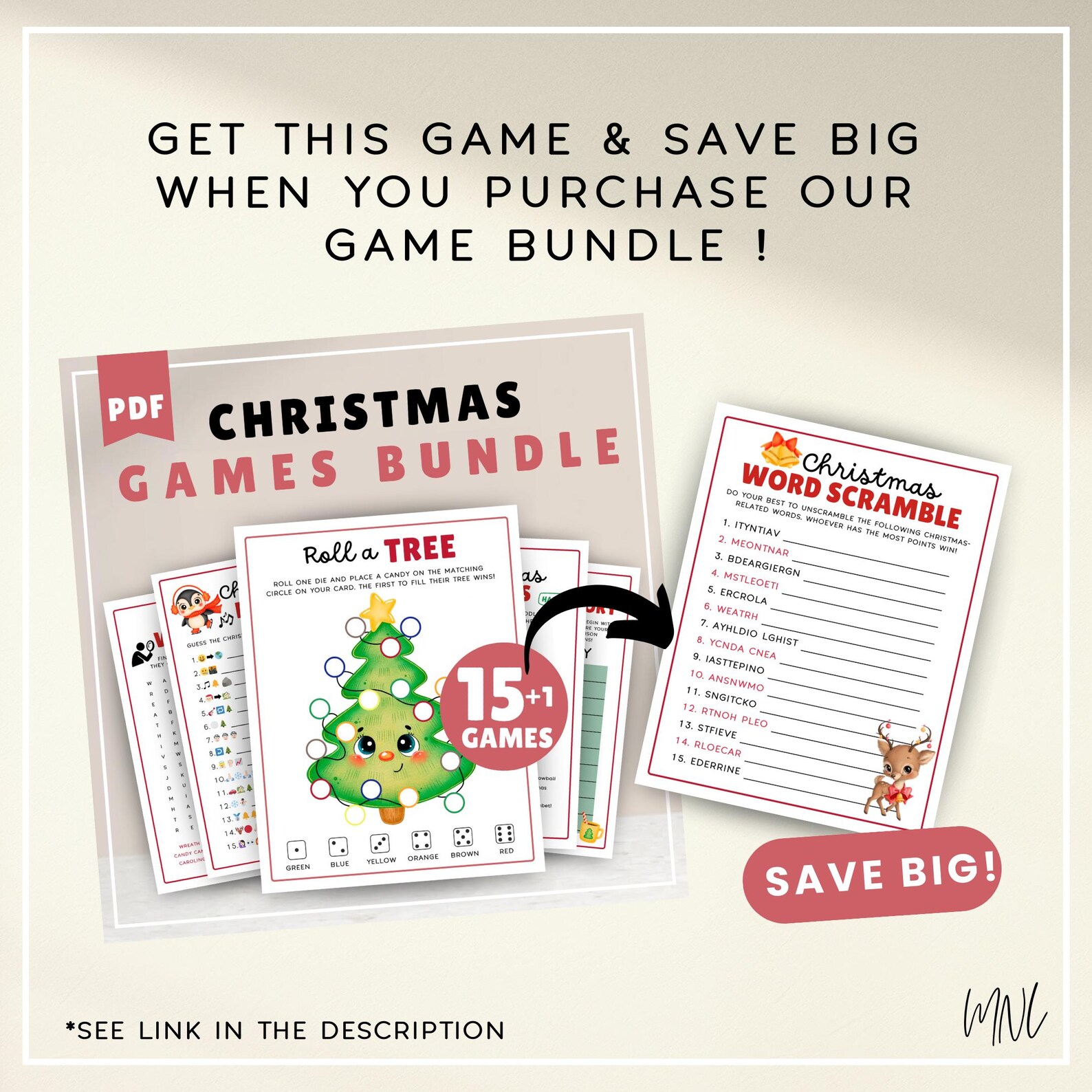 Christmas Word Scramble Game for Christmas Party Game Printable ...