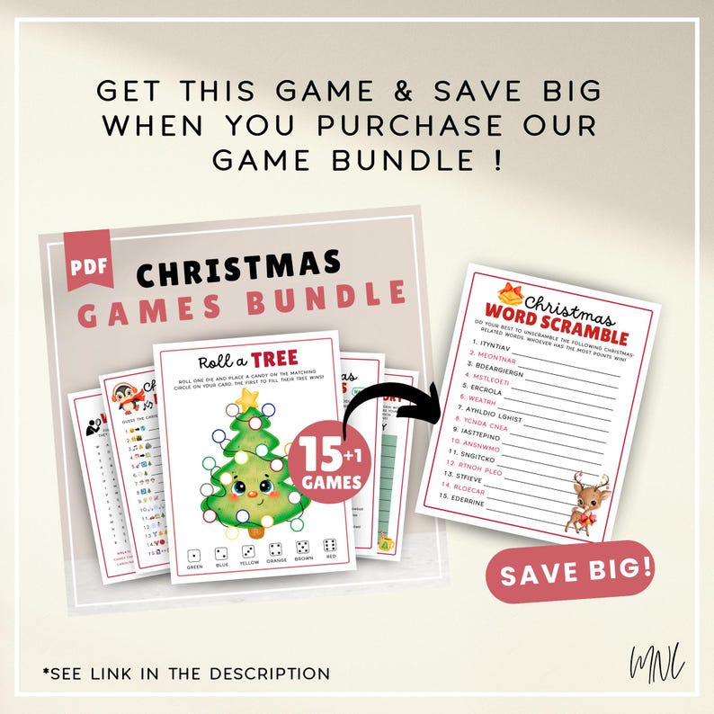 Christmas Word Scramble Game for Christmas Party Game Printable ...