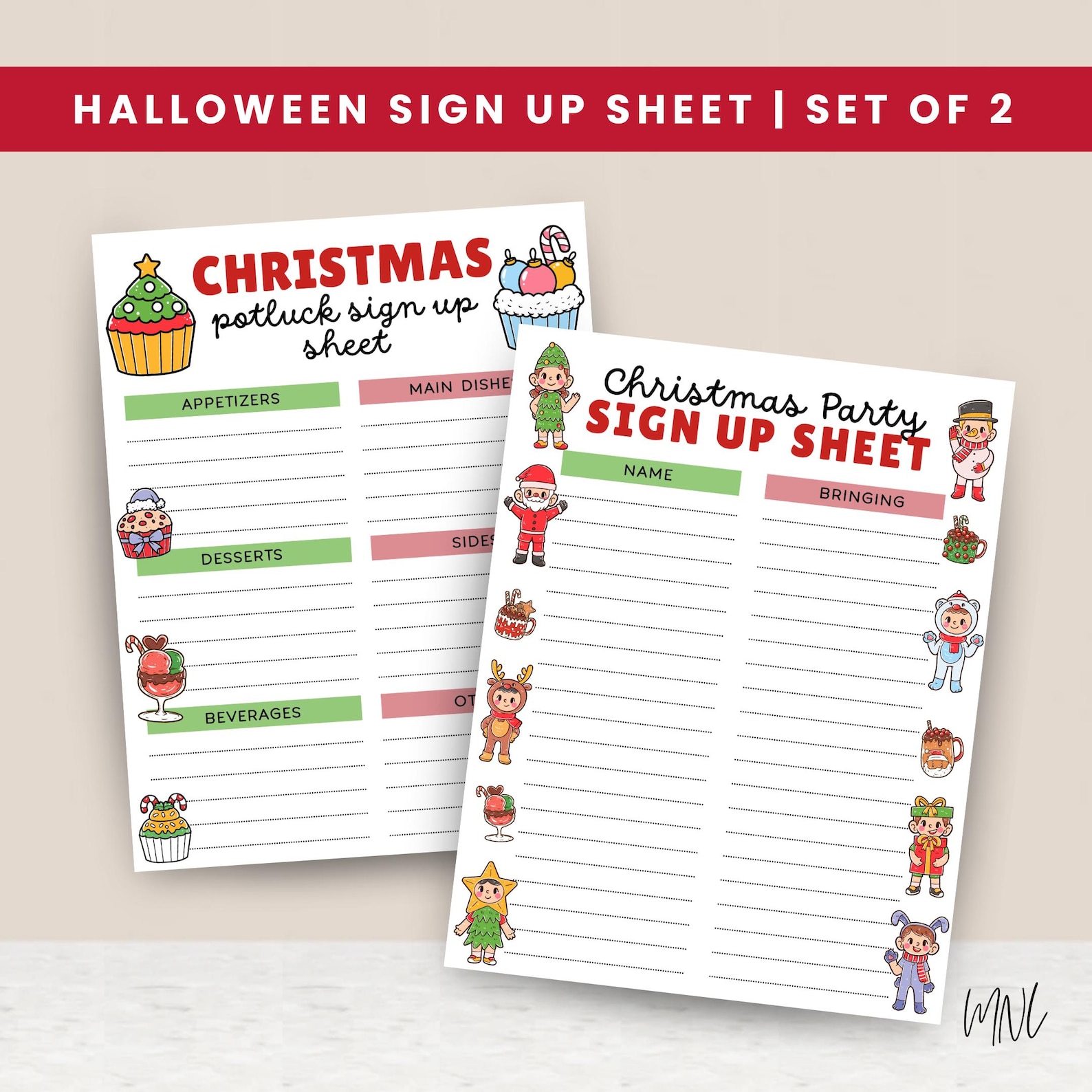Christmas Potluck Sign up Sheet for Christmas Party, Printable ...