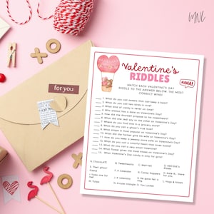 Valentines Riddles for Valentines Day Party Game Printable Valentines ...