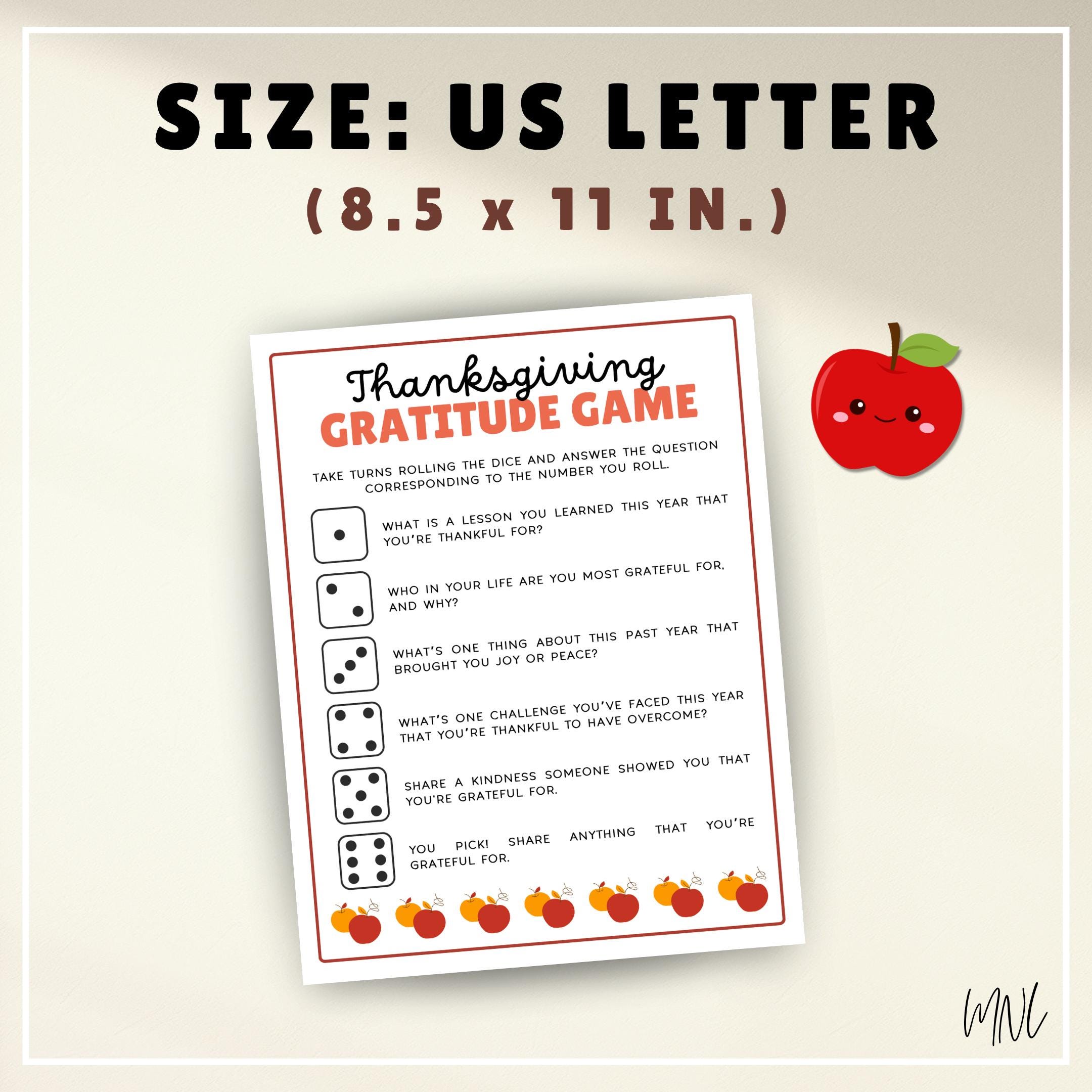 Gratitude Game Thanksgiving Game, Thanksgiving Party Gratitude Dice ...