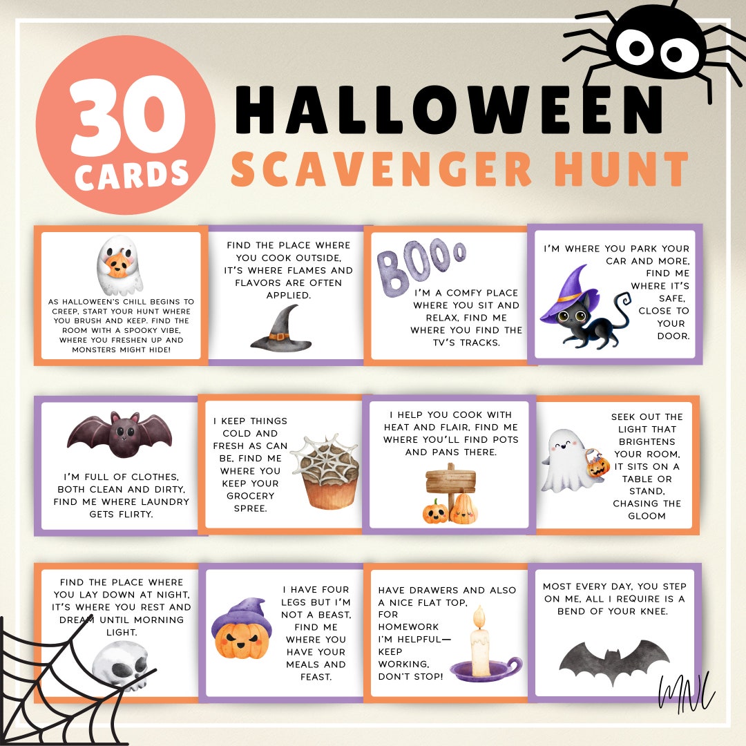 Halloween Scavenger Hunt for Halloween Party Game Printable Halloween ...