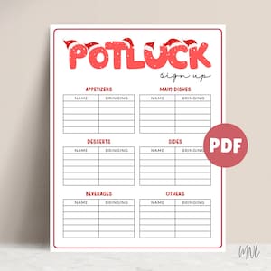 Free Printable Sign up Sheet Christmas Party - Etsy