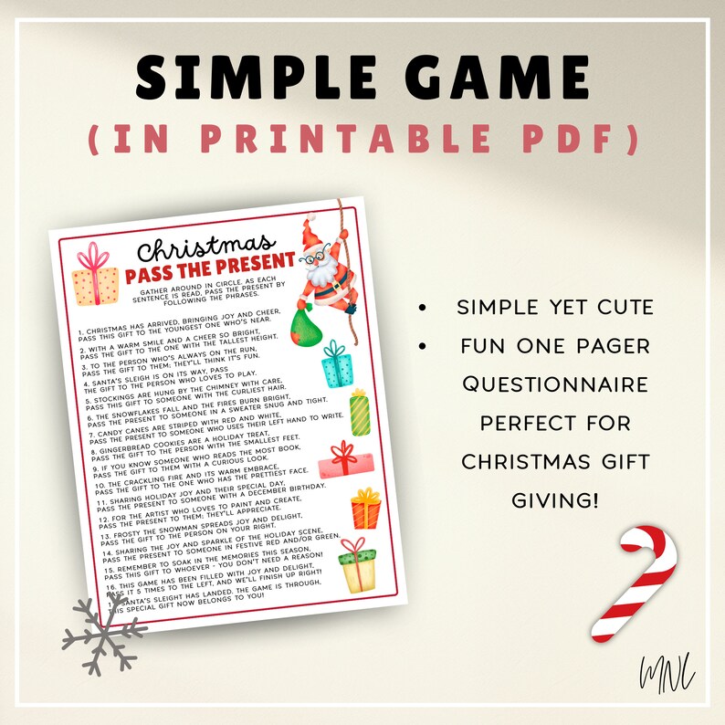 Christmas Pass the Present Game, Christmas Party Game, Christmas ...