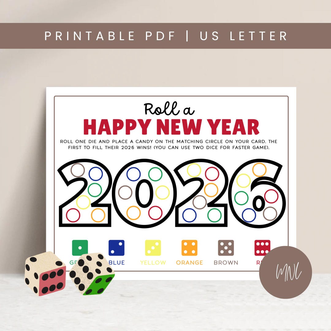 New Years Eve Game Candy Dice Game for Kids Printable Dice Game, NYE ...