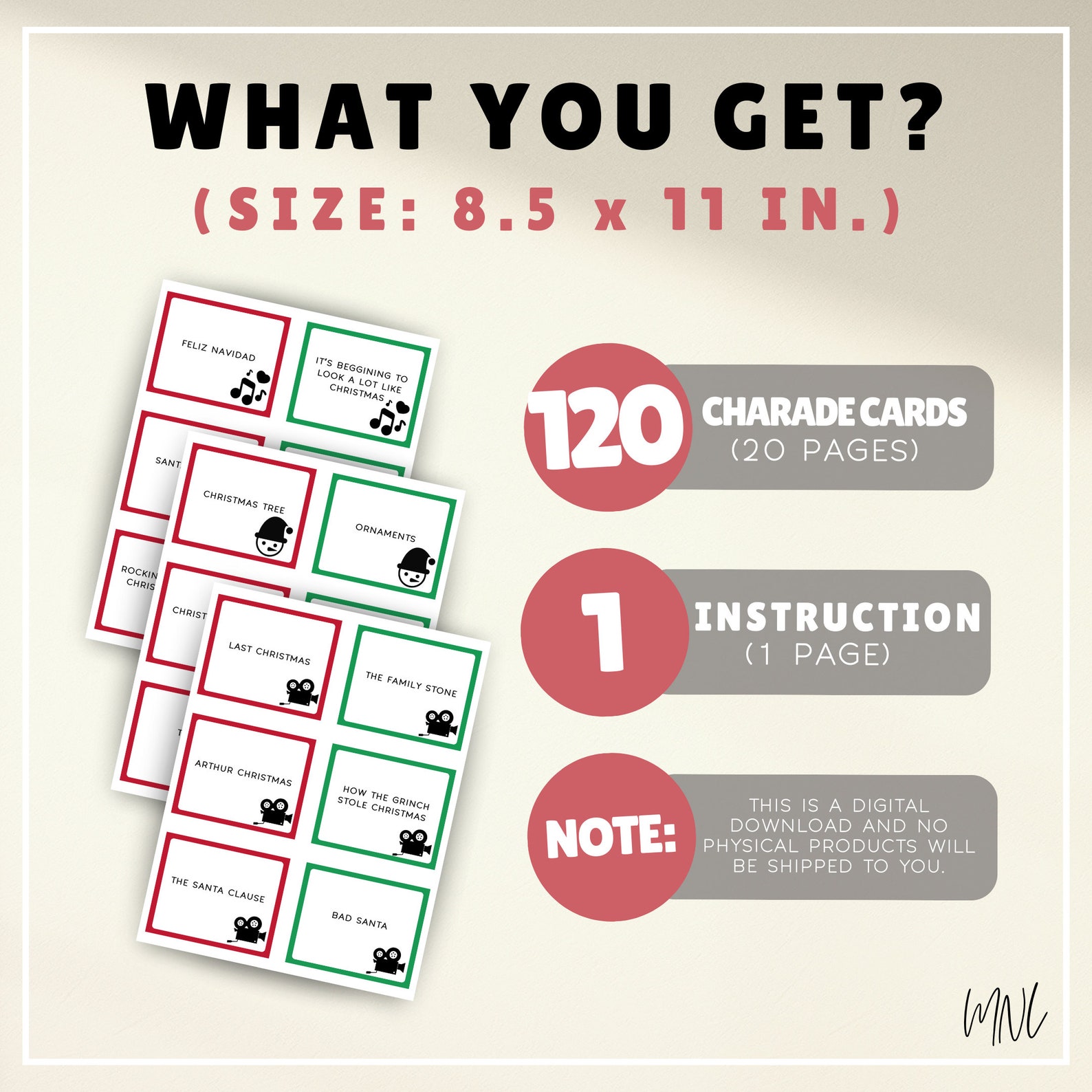 Christmas Charades for Christmas Party Game Printable Christmas Game ...