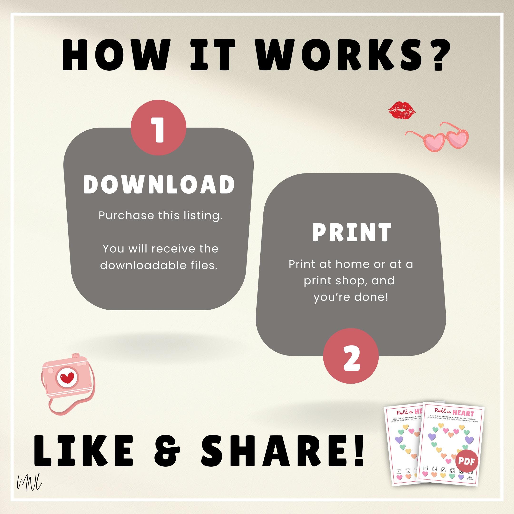 Roll a Heart Game for Valentine Party Game Printable Valentines ...