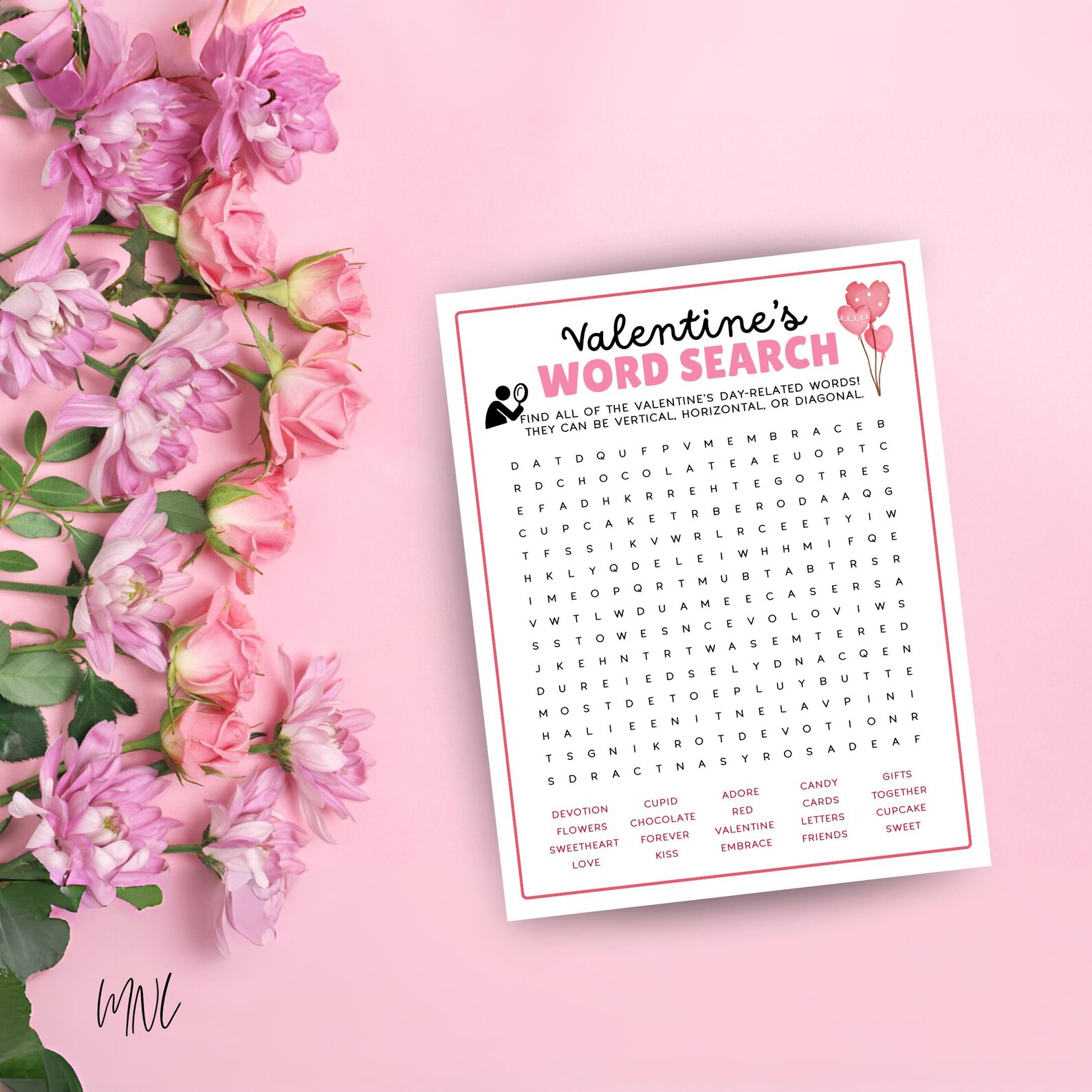Valentines Day Word Search Game, Valentines Party Game Printable ...