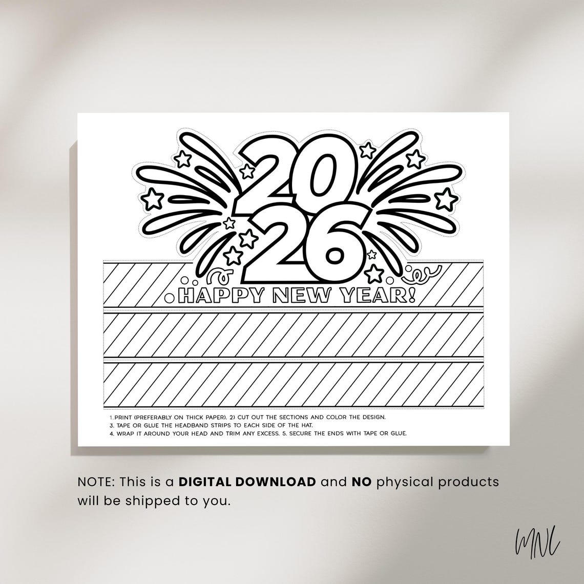 New Year Party Hat Printable Party Hat for New Years Eve, 2026 New Year ...
