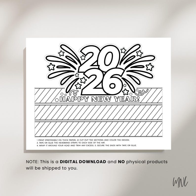 New Year Party Hat Printable Party Hat for New Years Eve, 2026 New Year ...