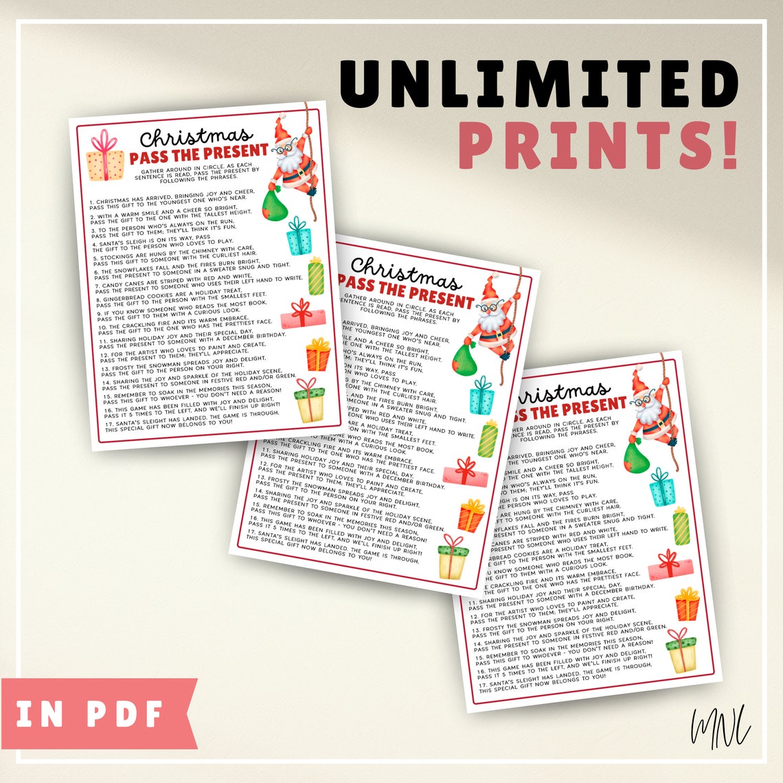 Christmas Pass the Present Game, Christmas Party Game, Christmas ...