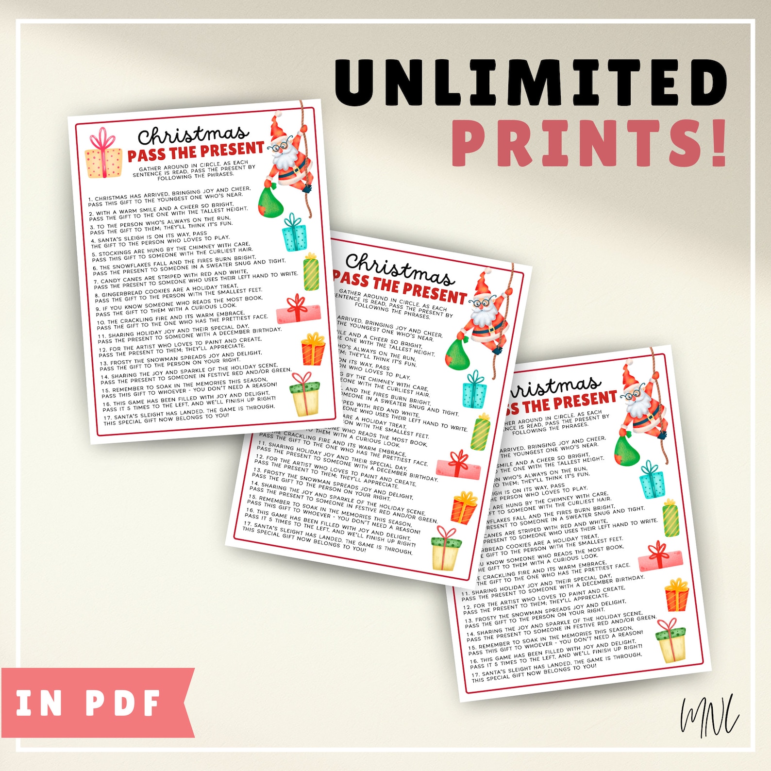 Christmas Pass the Present Game, Christmas Party Game, Christmas ...